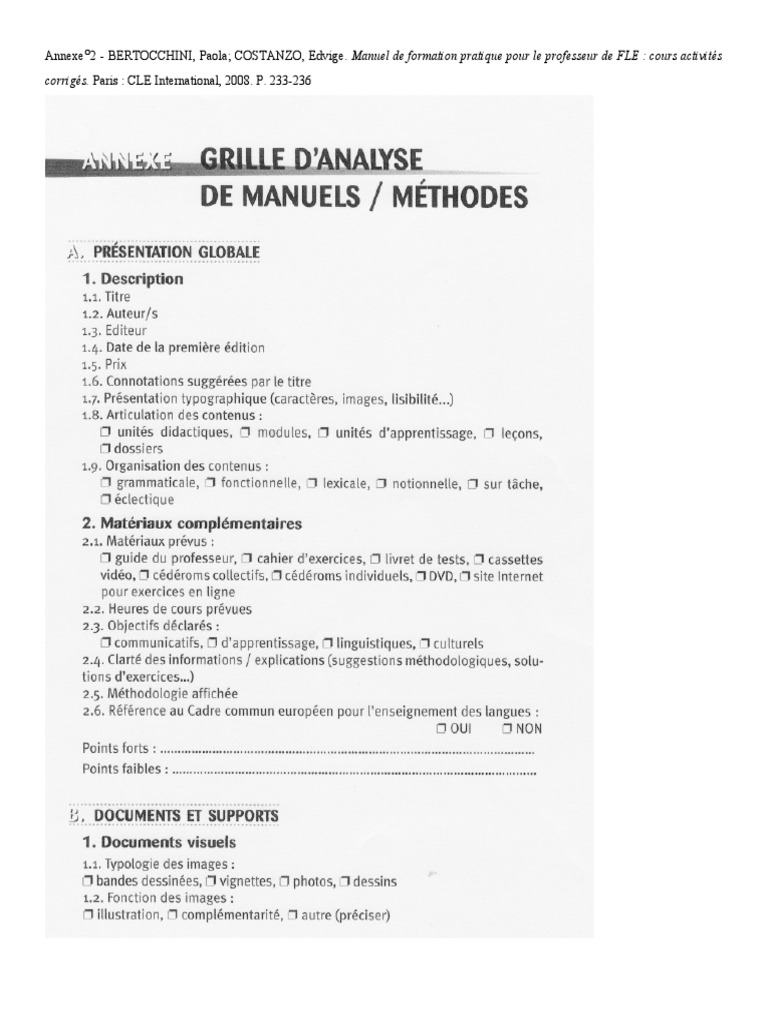 Grille Evaluation Manuel Fle 2 | PDF
