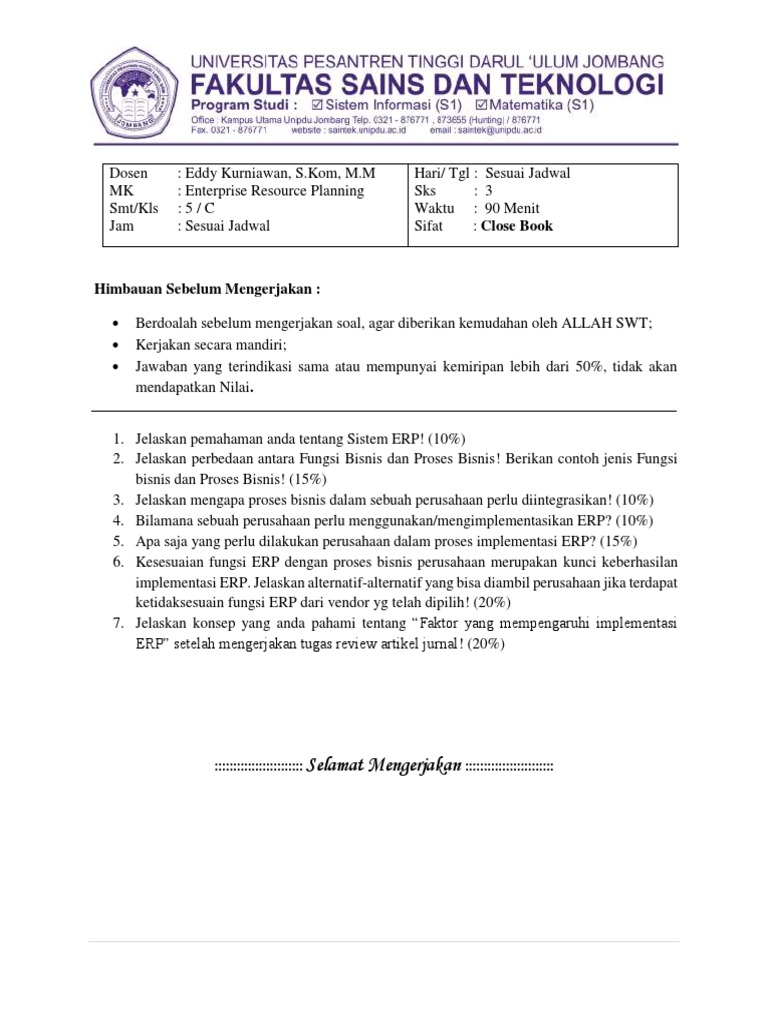 Soal Uts Erp | PDF