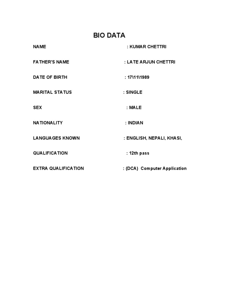 Bio Data | PDF