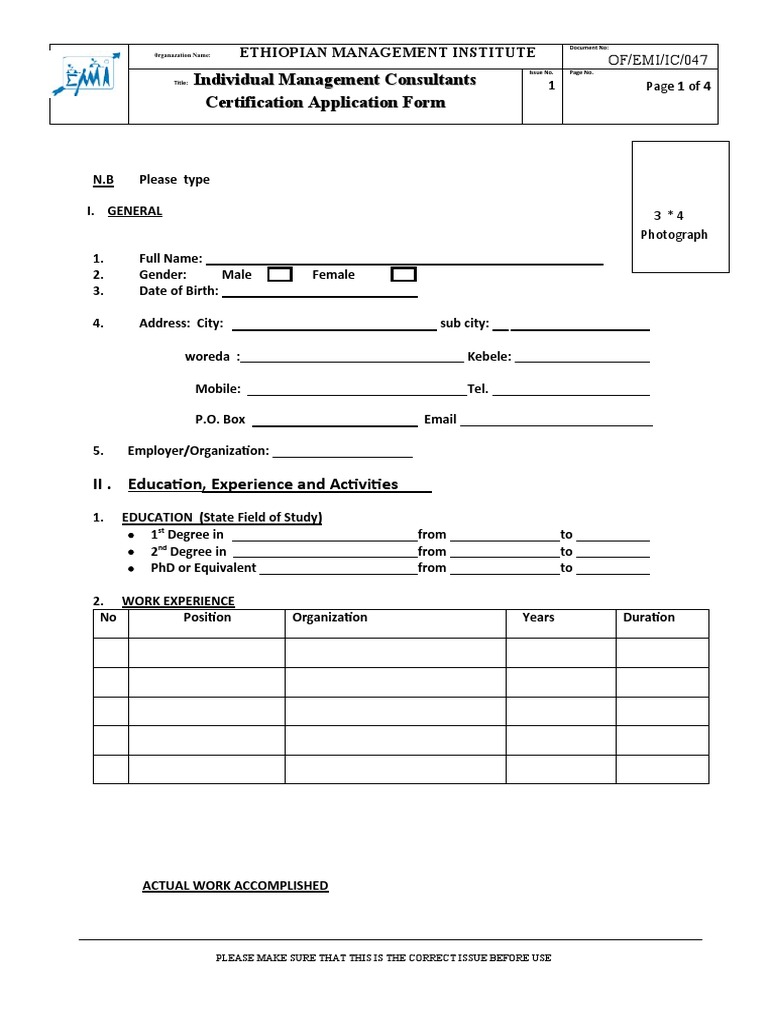 Management Consultants Application Form | PDF | Business