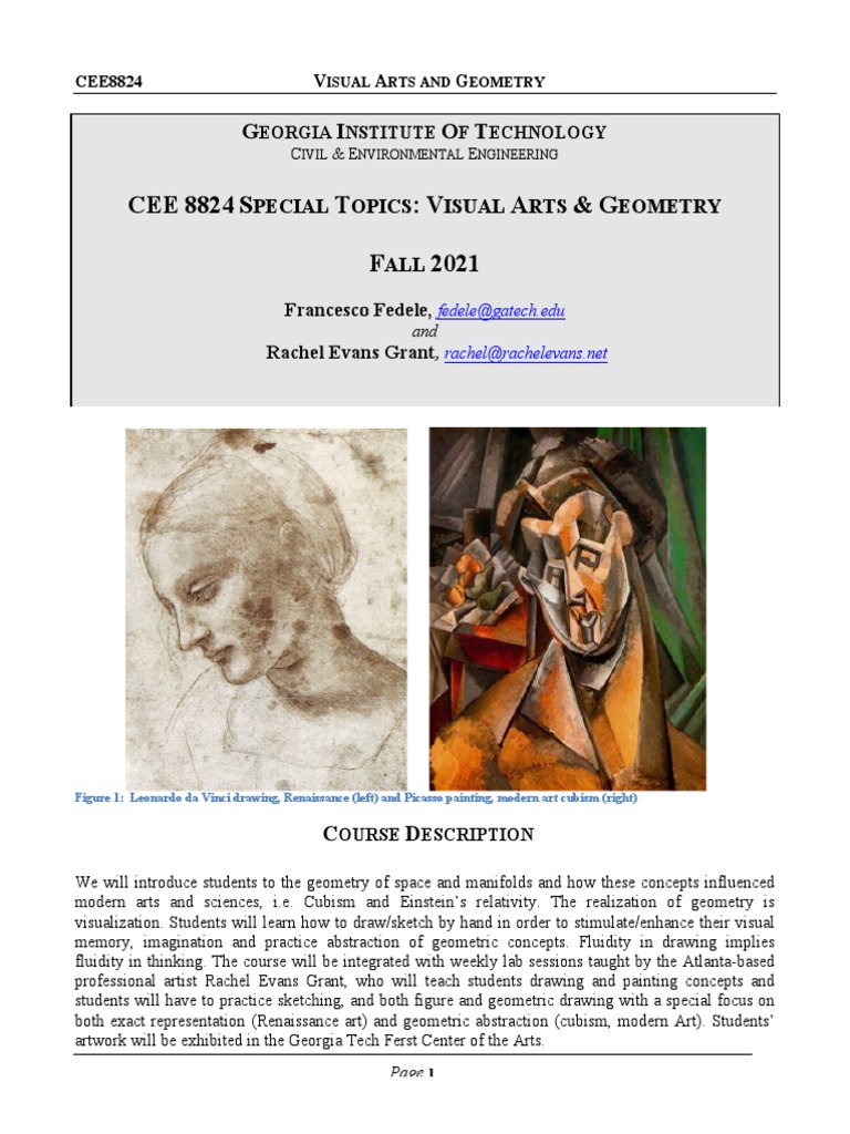 Visual Arts Geometry Syllabus FALL2021 | PDF | Drawing | Figure Drawing