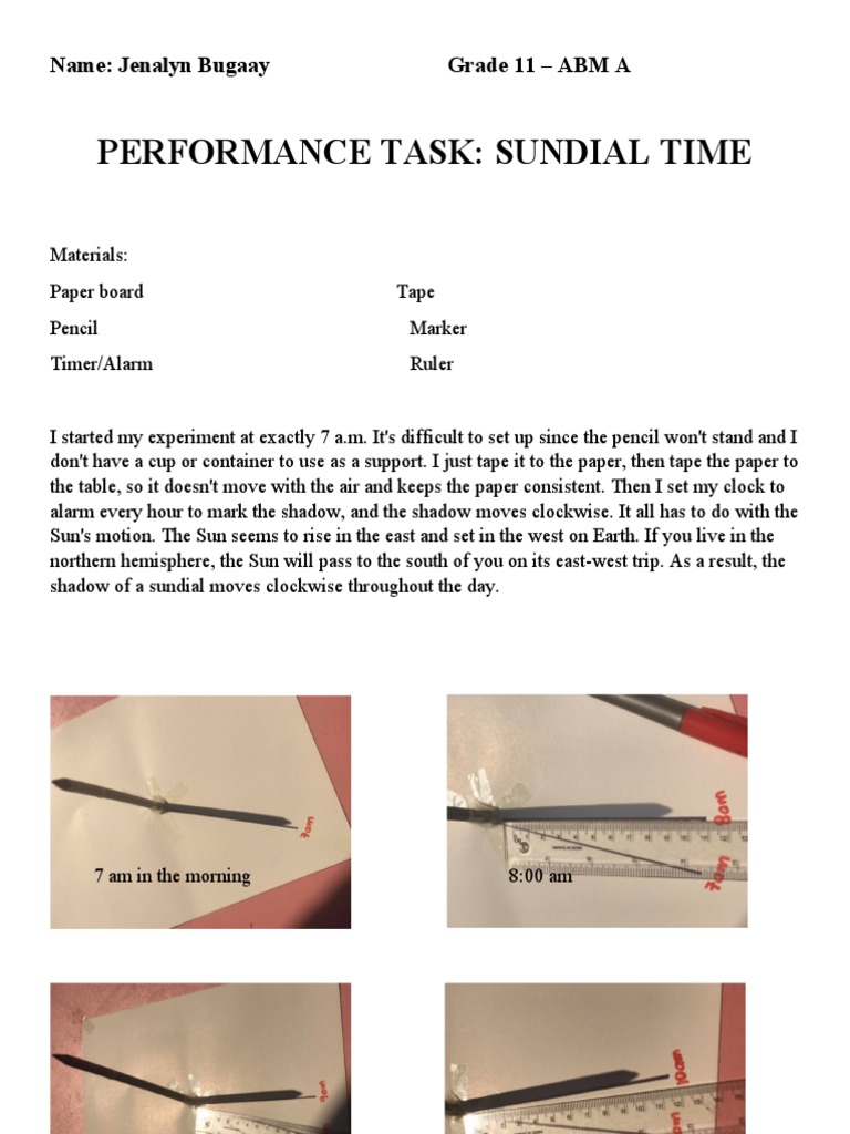 Performance Task - Sundial Time | PDF