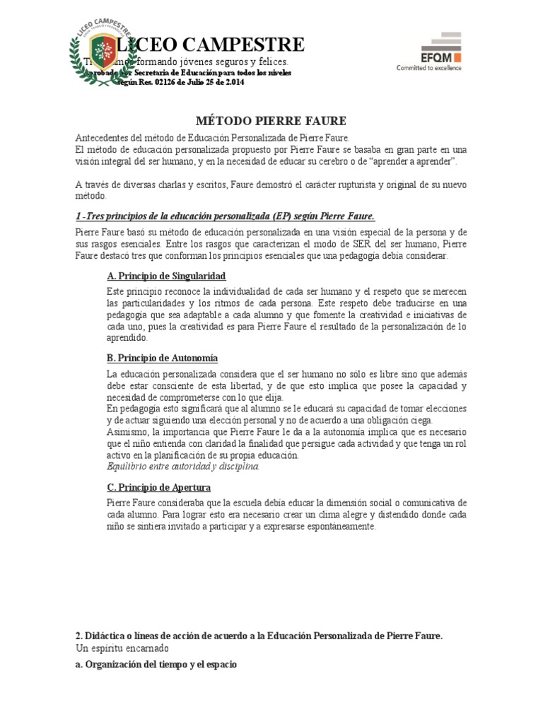 Método Pierre Faure | PDF | Educación Montessori | Aprendizaje