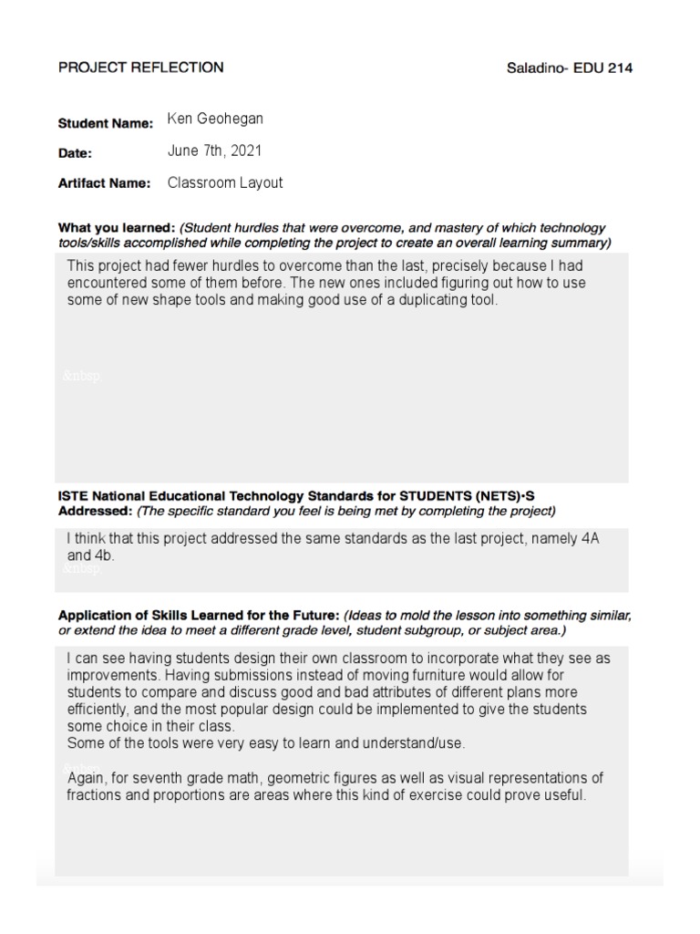 Classroom Layout Reflection | PDF | Career & Growth | Art