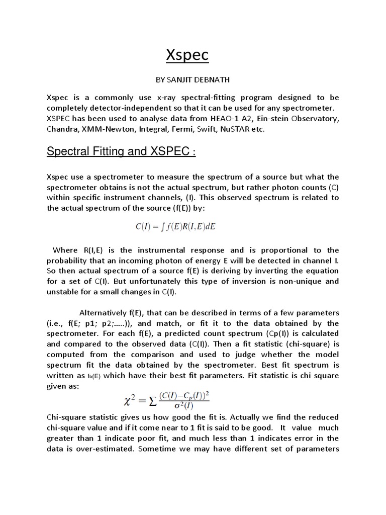 Xspec Tutorial by Sanjit Debnath | PDF | Spectrum | Confidence Interval