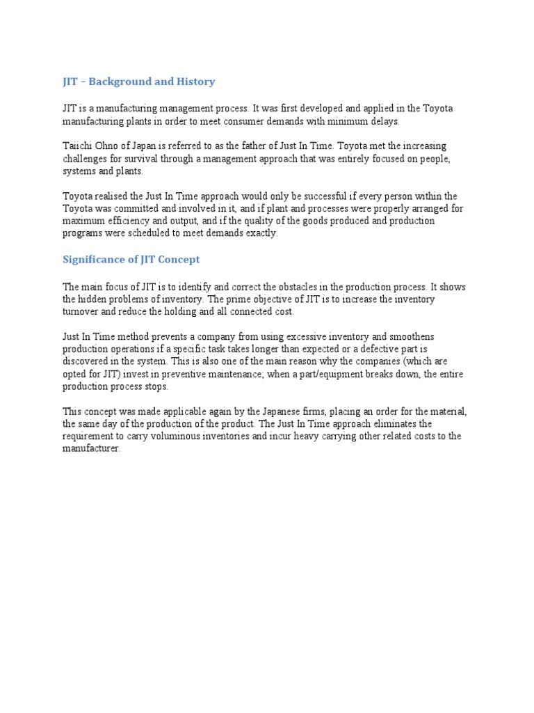 JIT - Background and History | PDF