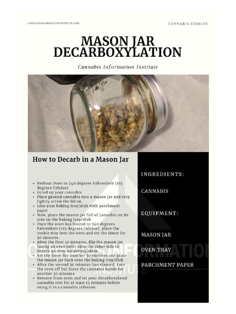 Mason Jar Decarboxylation Cannabis Information Institute | PDF