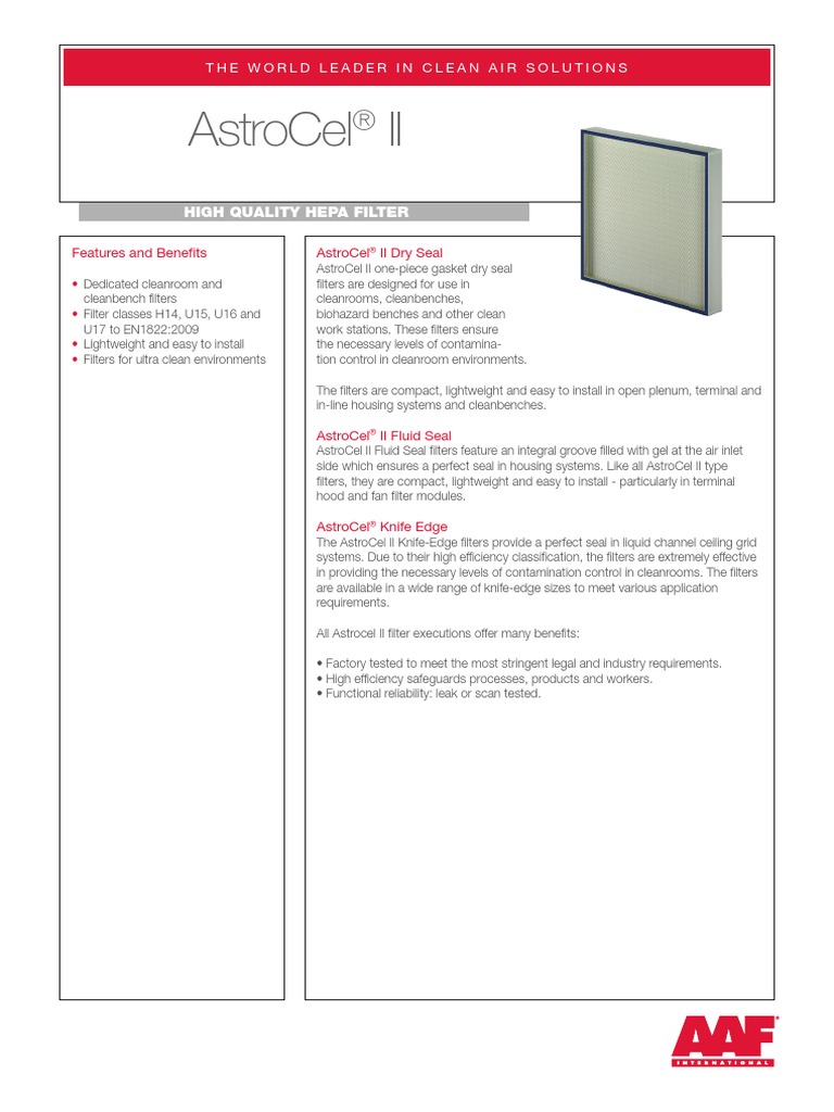Astrocel Ii: High Quality Hepa Filter | PDF | Fiberglass | Materials