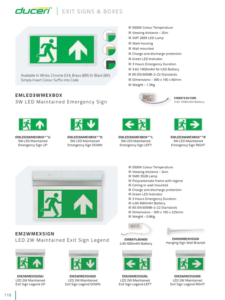 Exit Signs & Boxes Exit Signs & Boxes: Emled3Wmexbox Em2Wmexhsign | PDF ...