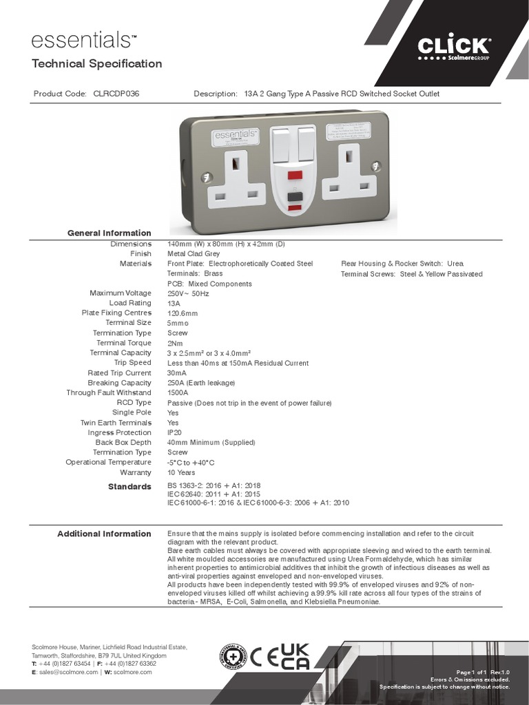 Technical Specification: Product Code: CLRCDP036 Description: 13A 2 ...