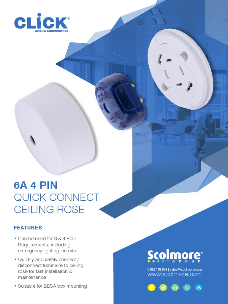 6A 4 Pin: Quick Connect Ceiling Rose | PDF | Electrical Connector | Ac ...