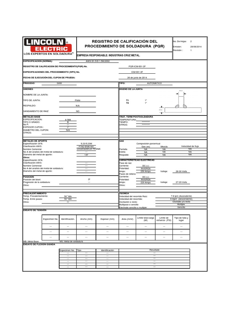 PQR Aws D1.5 Ic-V2-S Definitivo | PDF | Soldadura | Construcción