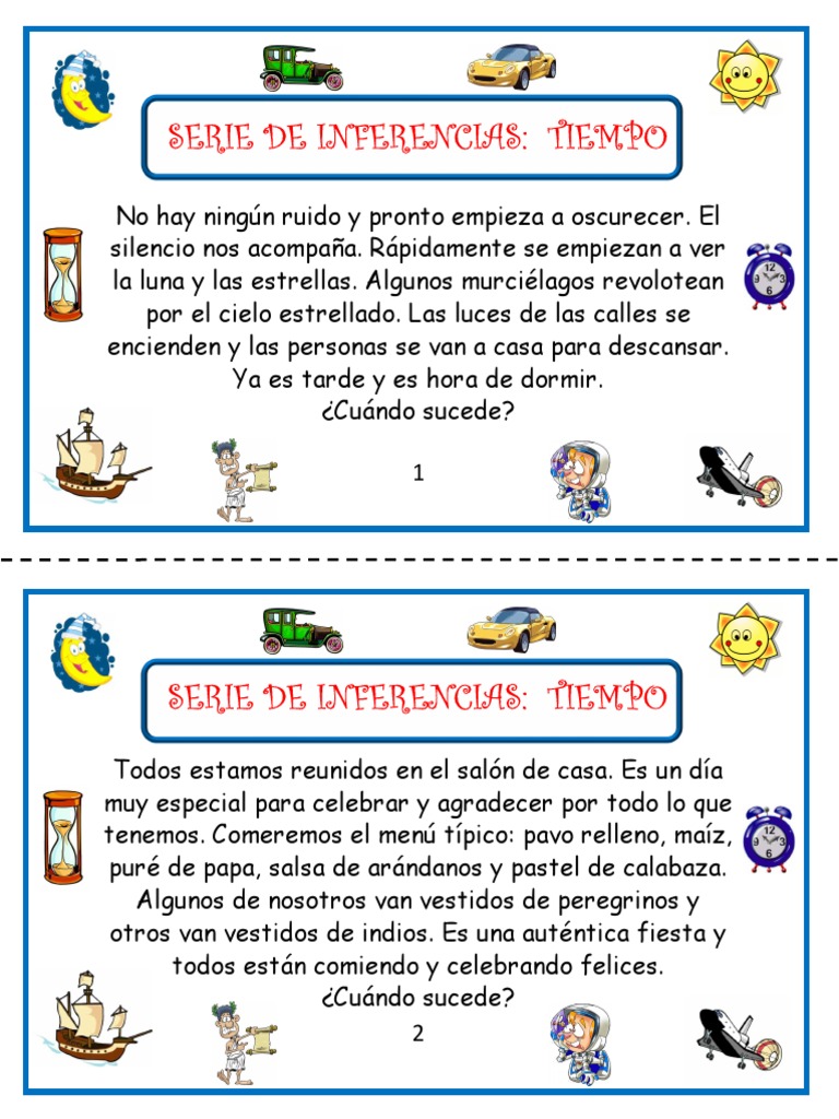 Inferencias Task Cards Lugar1 | PDF