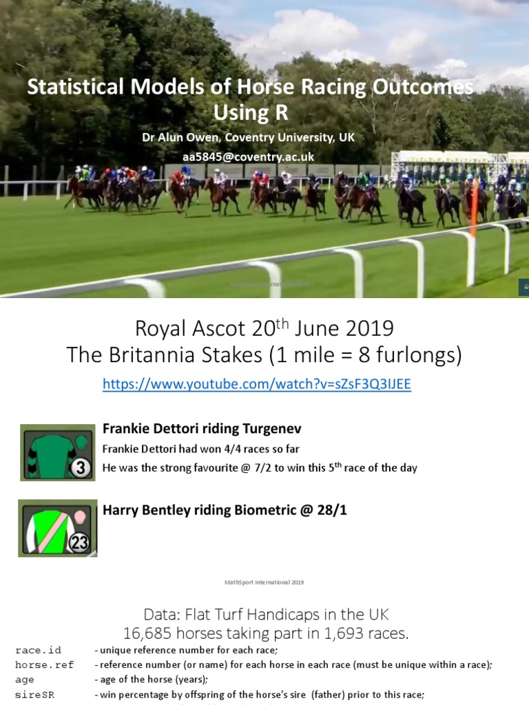 Statistical Models of Horse Racing Outcomes Using R: DR Alun Owen ...
