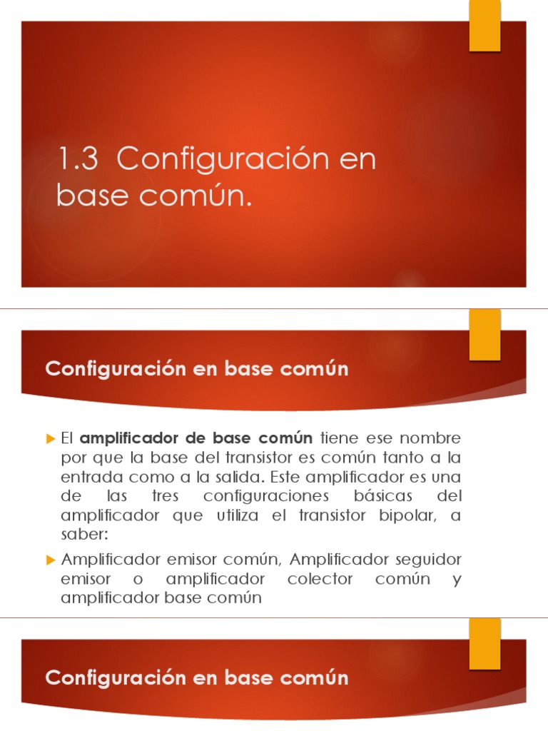 Transistores Configuración en Base Común. | PDF