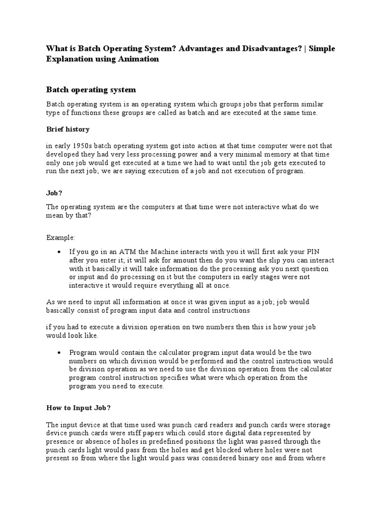 What Is Batch Operating System? Advantages and Disadvantages? - Simple ...