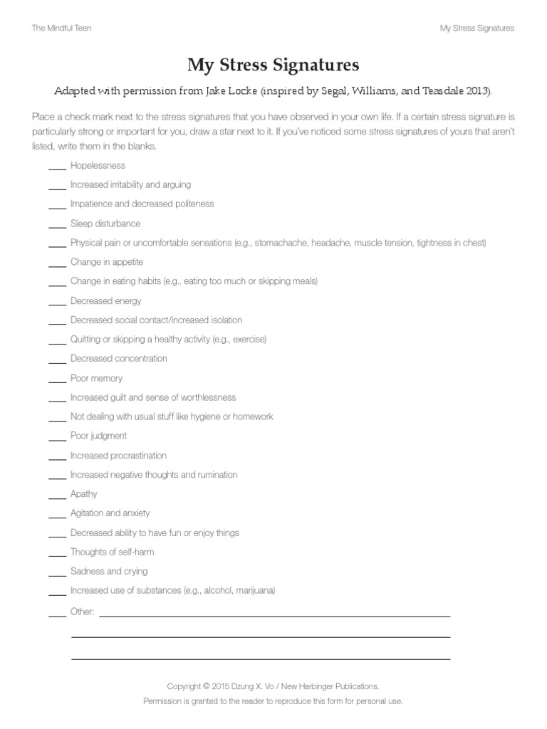 My Stress Signatures: Adapted With Permission From Jake Locke (Inspired ...