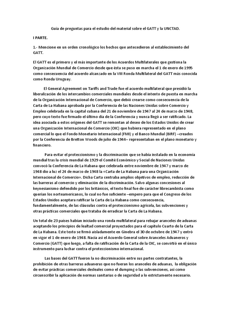 El GATT y La UNCTAD. | PDF | Acuerdo General sobre Aranceles Aduaneros ...