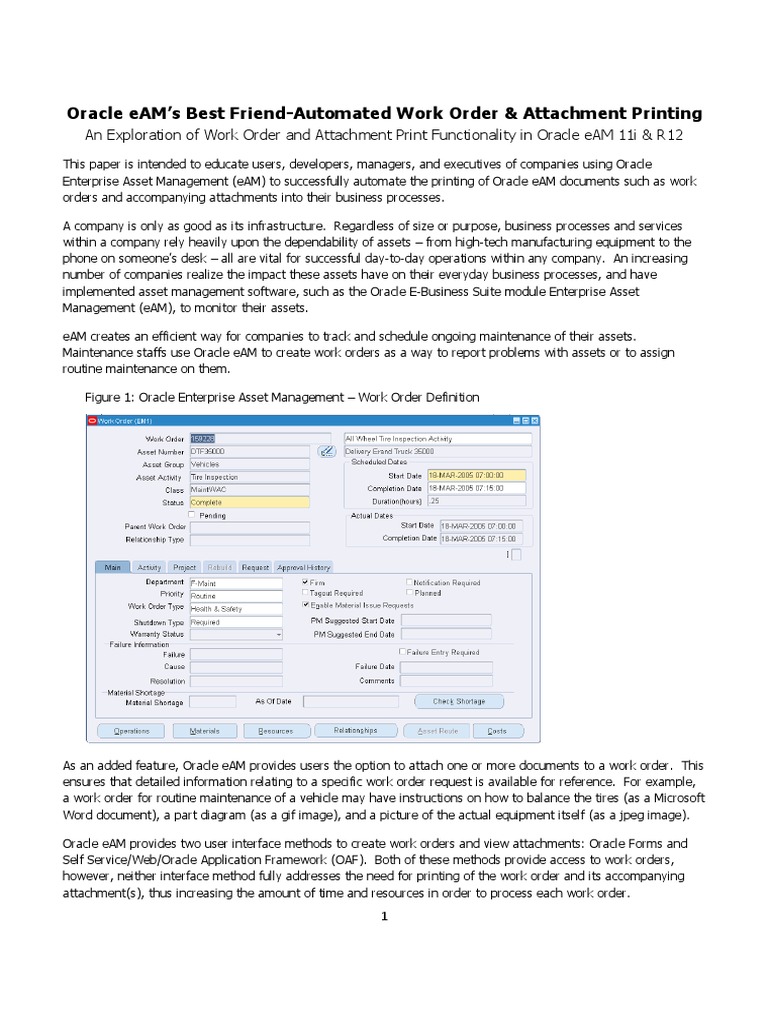 White Paper Printing Attachments From Oracle Eam 42809 | PDF | Asset Management | Oracle Corporation
