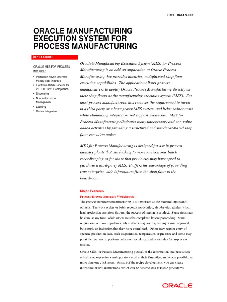 MES For OPM | PDF | Databases | Oracle Corporation
