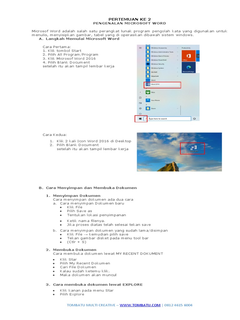 Pertemuan Ke 2 Pengenalan Microsoft Word | PDF | Karier & Perkembangan | Seni