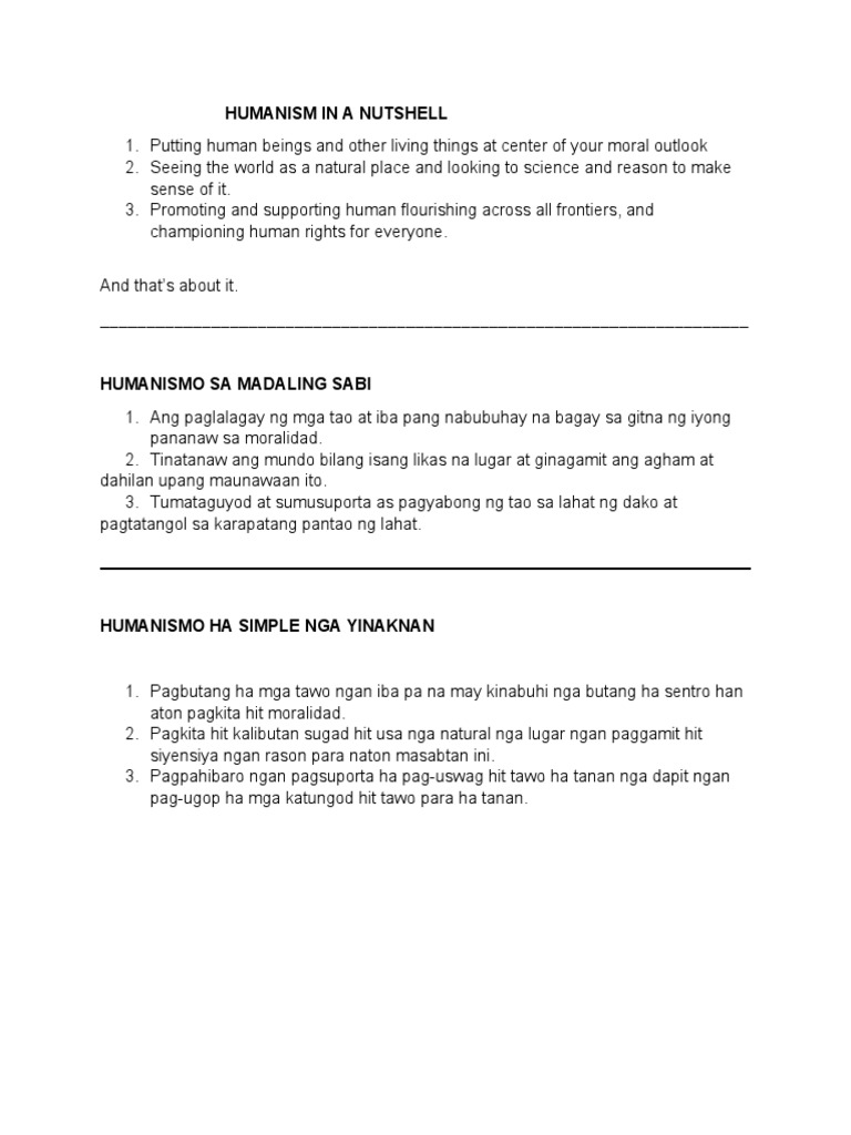 Humanism in A Nutshell | PDF