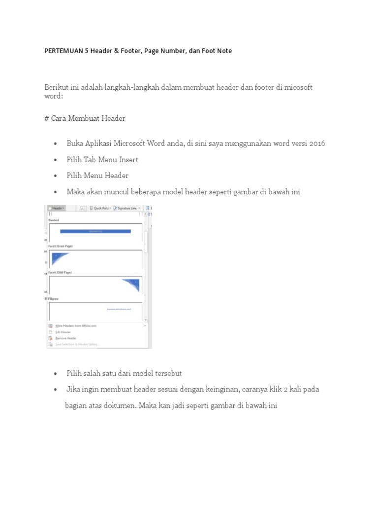 Panduan Header, Footer, dan Footnote Word | PDF | Karier & Perkembangan ...