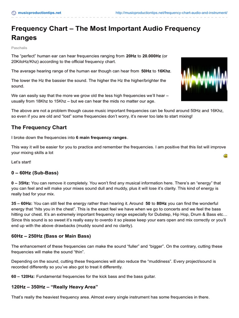 Frequency Chart - The Most Important Audio Frequency Ranges | PDF ...