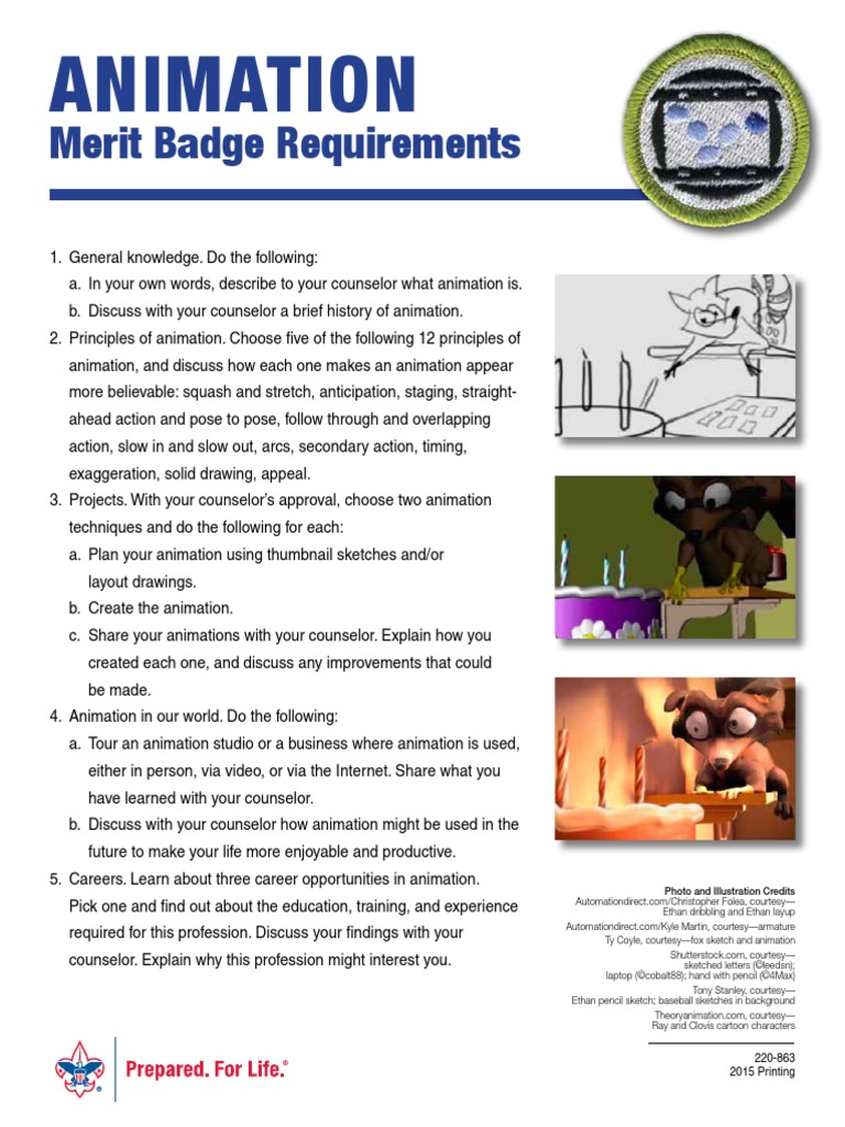 Animation: Merit Badge Requirements | PDF | Animation | Cartoon