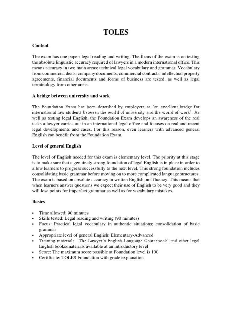 Toles Program | PDF | Test (Assessment) | English Language