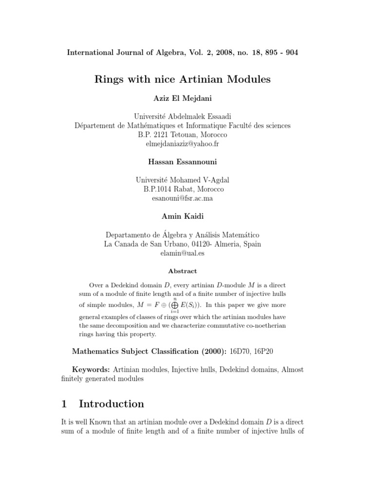 Rings and Modules in Algebra | PDF | Ring (Mathematics) | Module (Mathematics)