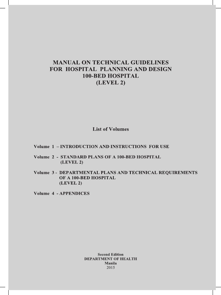 Manual On Technical Guidelines For Hospital Planning and Design - 100 ...