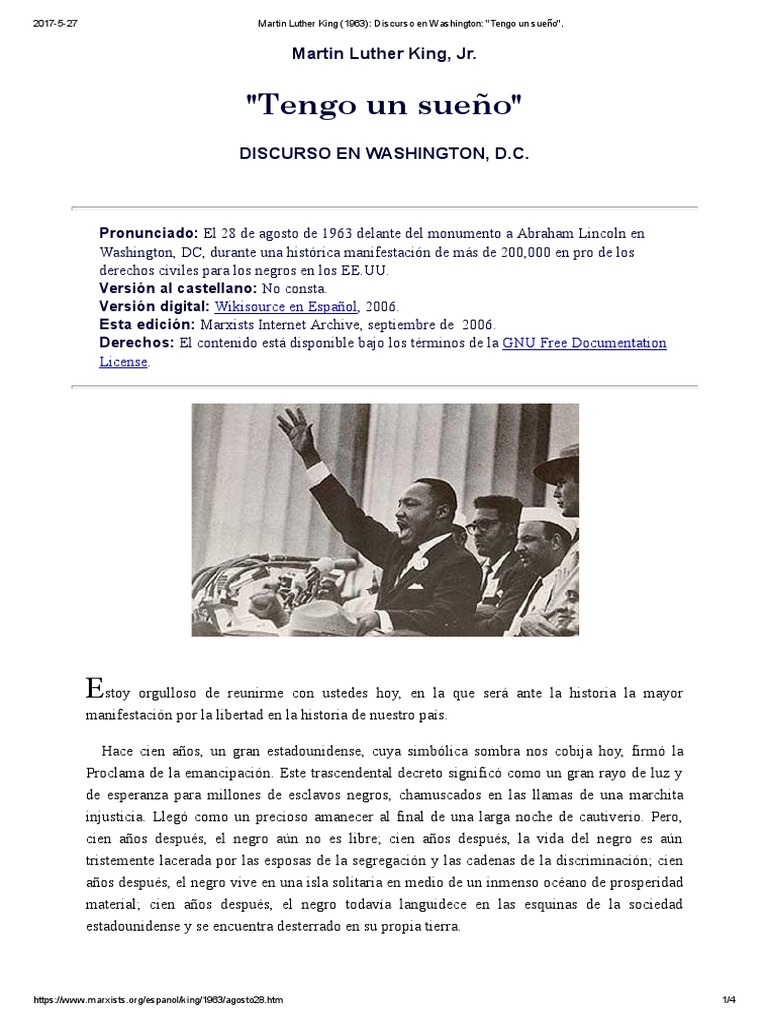 Martin Luther King (1963) - Discurso en Washington - Tengo Un Sueño ...