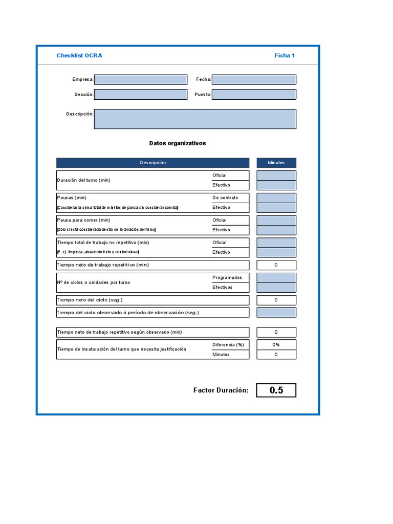 Checklist OCRA para Evaluación Laboral | PDF | Mano | Codo