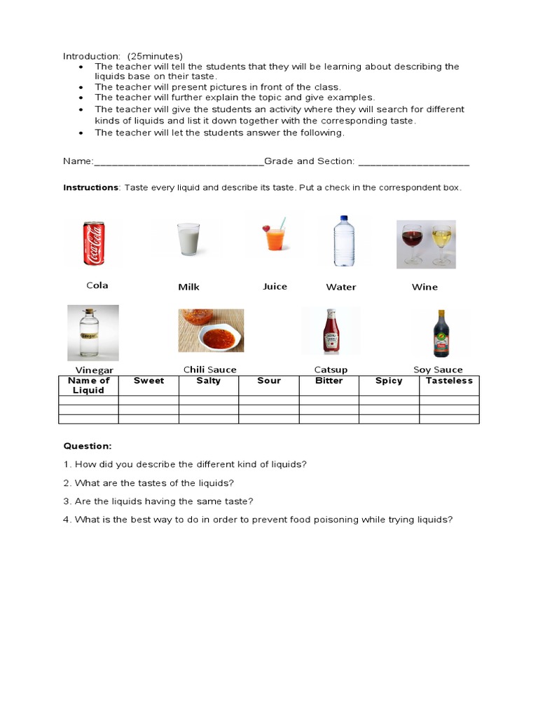 Describing Liquids According To Taste | PDF