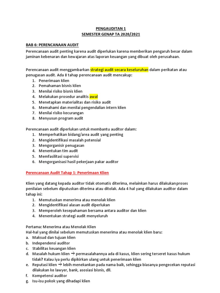 Materi Pengauditan 1 Bab 6 | PDF