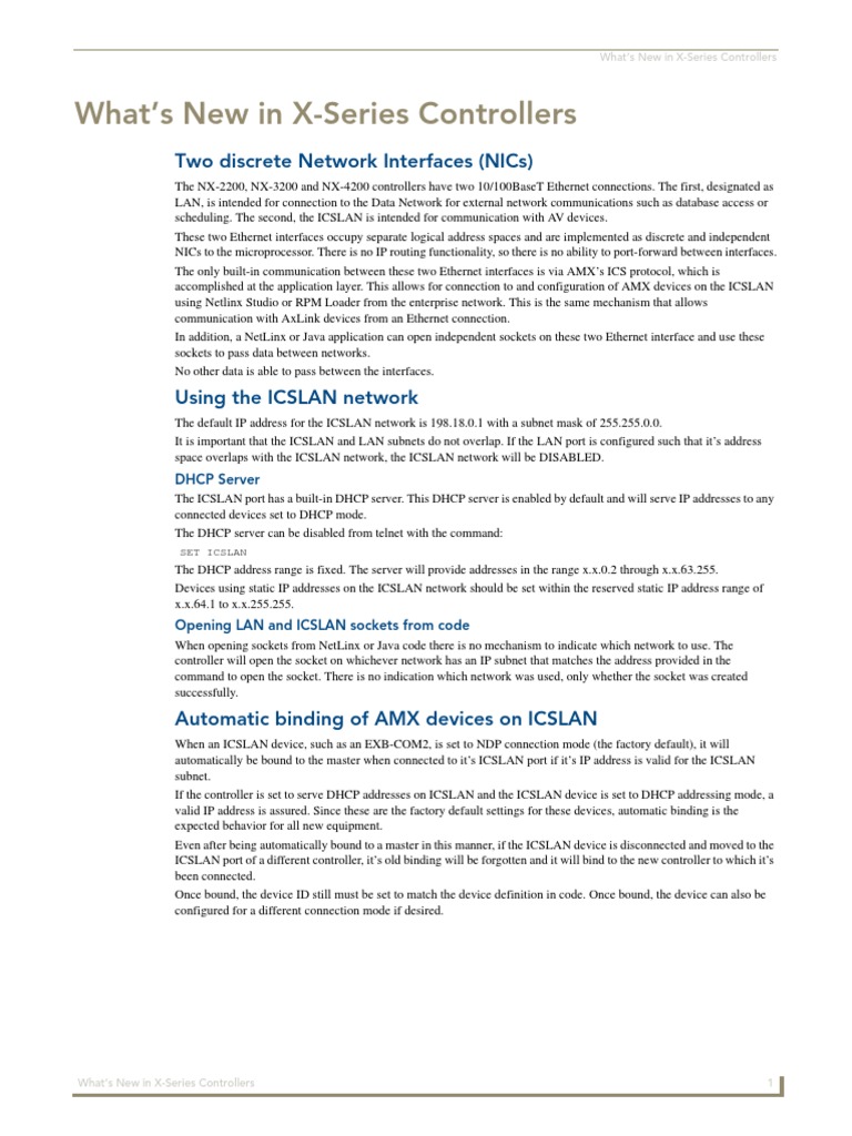 What'S New in X-Series Controllers: Two Discrete Network Interfaces (Nics) | PDF | Ip Address ...