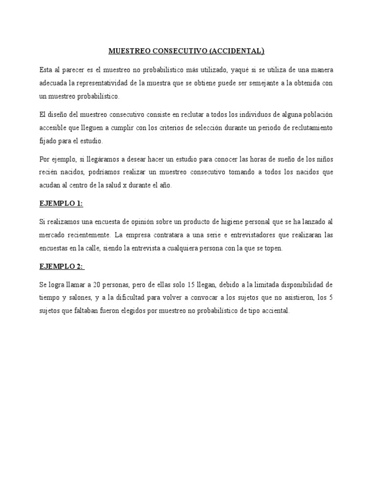 Ejemplos de Muestreo Consecutivo | PDF