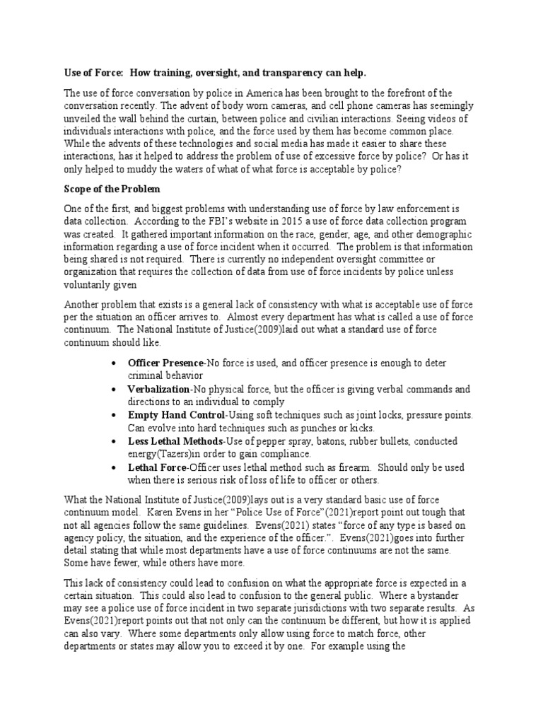 Use of Force: How Training, Oversight, and Transparency Can Help | PDF ...