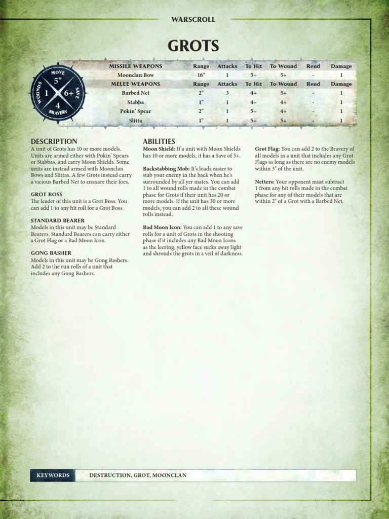 Aos Warscroll Moonclan Grots en | PDF | Military | Military Science