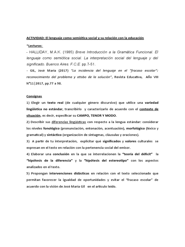 ACTIVIDAD Halliday Fracaso Escolar | PDF