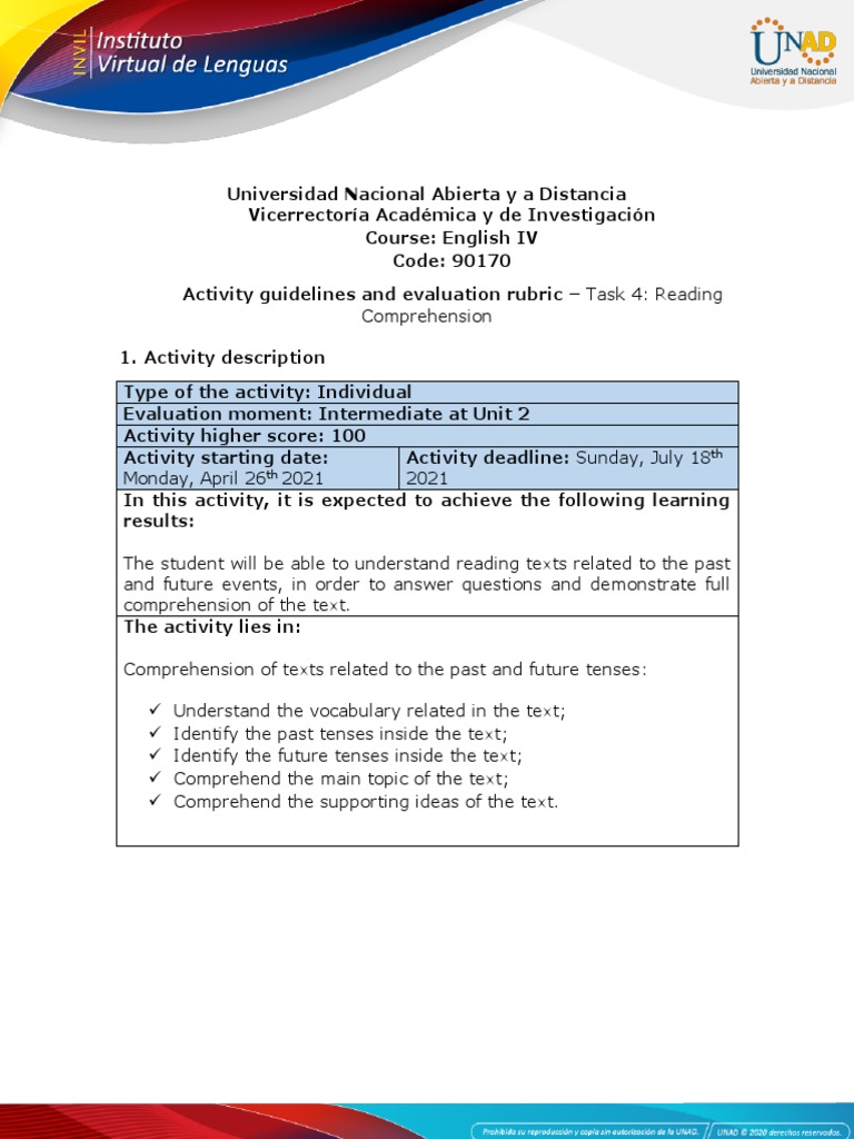 Activity Guide Unit 2 and Support Formats Task 4 - Reading ...