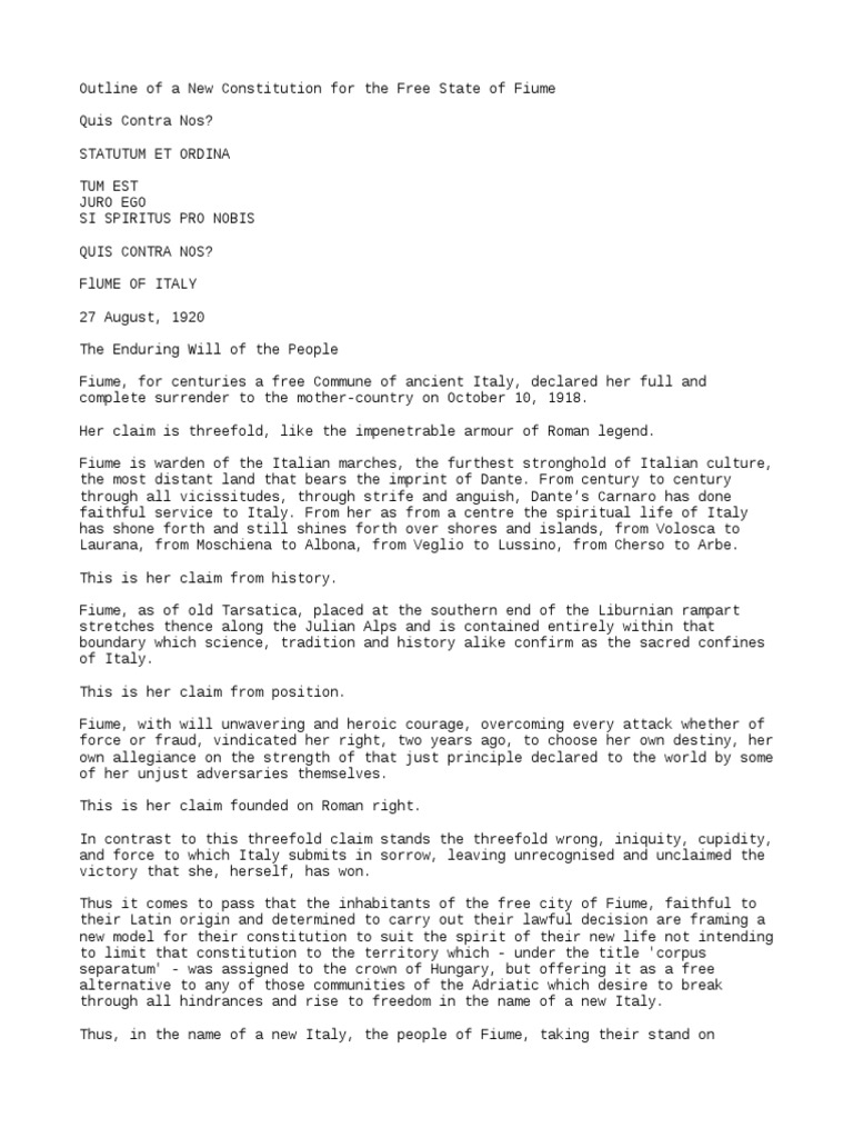 Charter of Regency of Carnaro | PDF | Judge | Citizenship