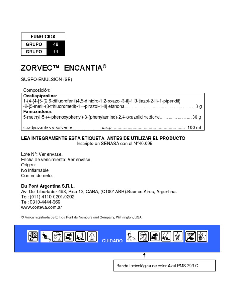 Marbete Zorvec Encantia - Argentina | PDF | Toxicología | Agua