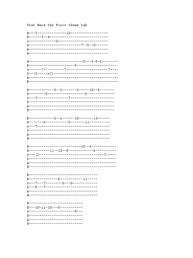 Star Wars The Force Theme Tab | PDF
