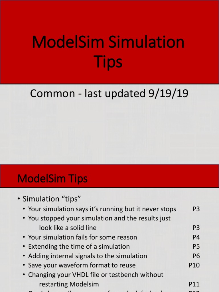 Modelsim Simulation Tips | PDF | Computer Science | Computer Engineering