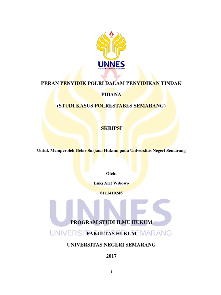 Peran Penyidik Polri Dalam Penyidikan Tindak Pidana (Studi Kasus ...