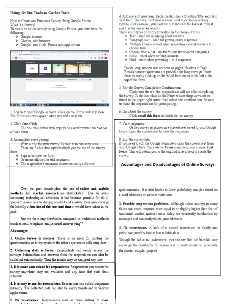 Using Online Tools To Gather Data: Advantages and Disadvantages of ...