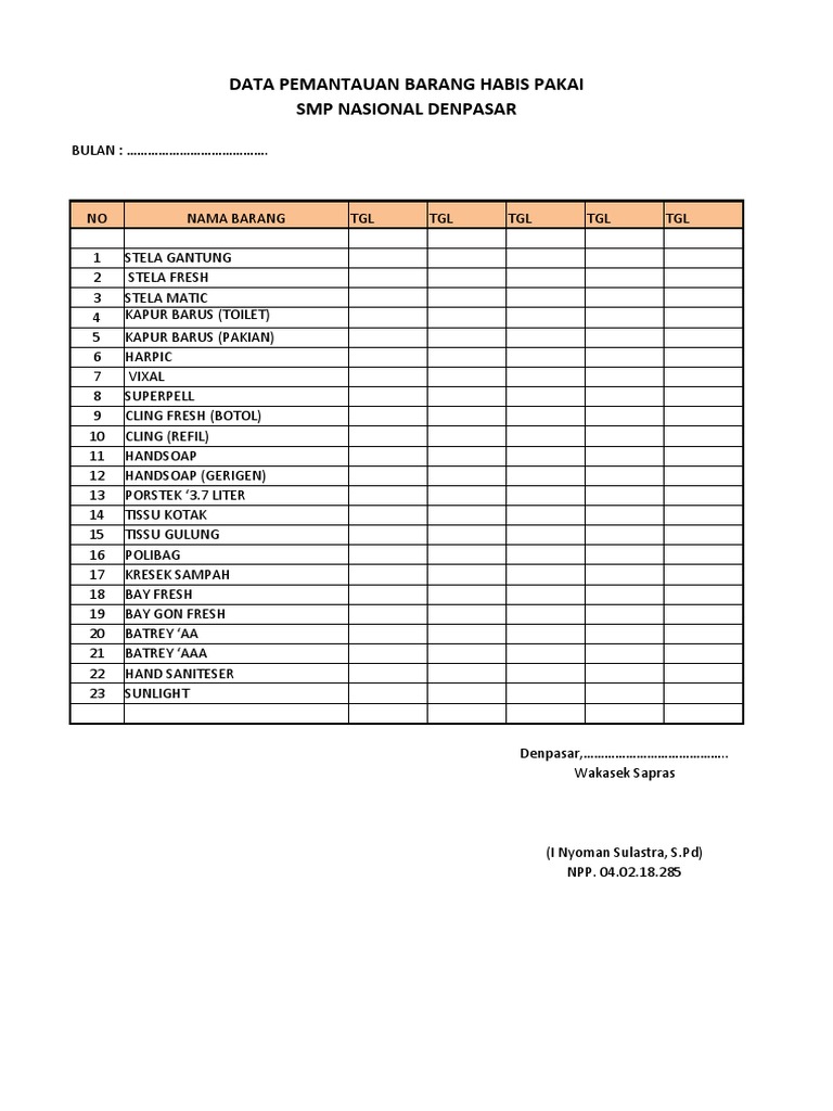Pengecekan Barang | PDF