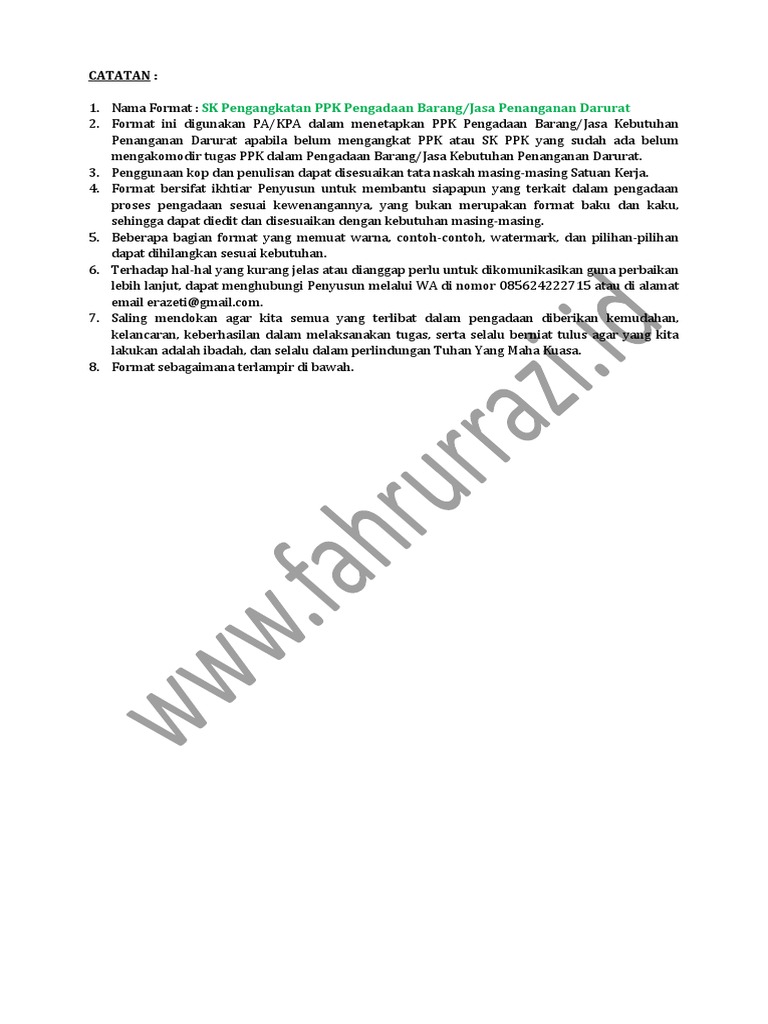 SK Pengangkatan PPK Darurat | PDF